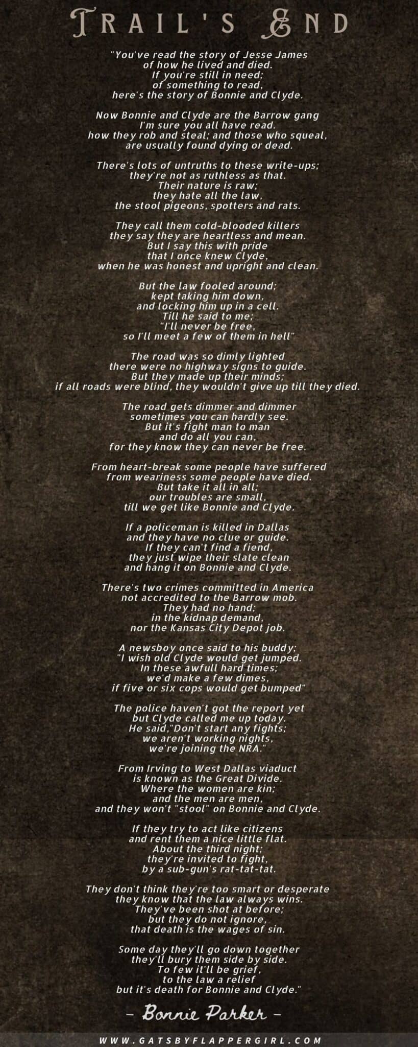 Bonnie Parker’s Poems • Gatsby Flapper Girl